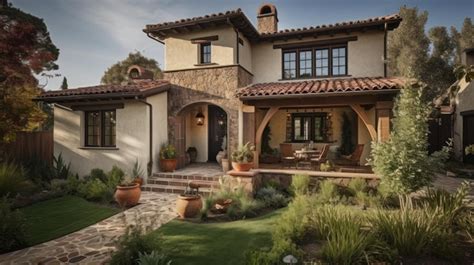 Premium Ai Image A Warm Exterior Featuring A Combination Of Wood And