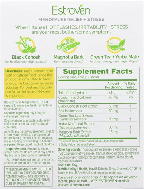 Estroven Menopause Symptom Relief Dietary Supplement Caplets 28ct