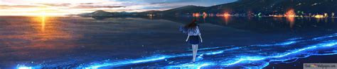 Anime Girl Beach Water Wave 4k Wallpaper Download