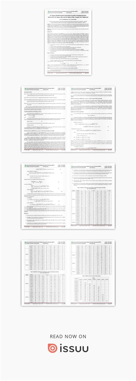 Irjet Six Sigma Modified Quick Switching Variables Sampling System Indexed By Six Sigma Aql And Six