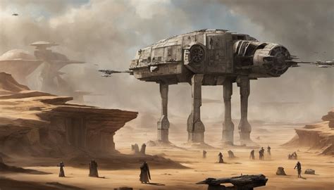 Star Wars Desert Landscape With Futuristic Vehicles And Structures Ai