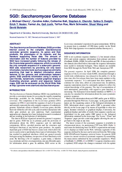 pdf sgd saccharomyces genome database