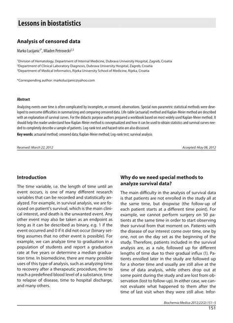 Pdf Analysis Of Censored Data