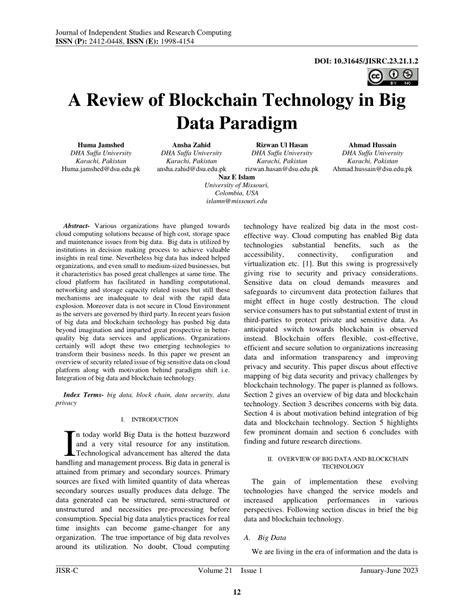 pdf a review of blockchain technology in big data paradigm