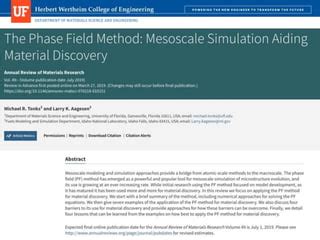 The Phase Field Method Mesoscale Simulation Aiding Materials Discovery PPT