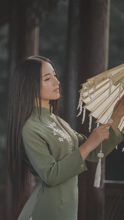 桌布 長發女孩，中國人，復古風格，傘 3840x2160 Uhd 4k 高清桌布 圖片 照片