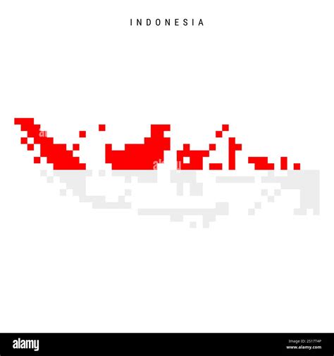 Indonesia Pixel Flag Map Icon Flat Vector Illustration Isolated On