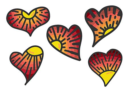 유토이미지 손으로 그린 하트안에서 작렬하는 태양