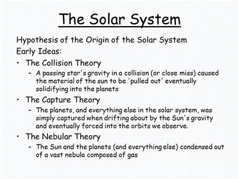 Hypothesis Of The Solar System