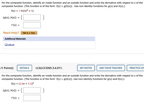 Solved For The Composite Function Identify An Inside