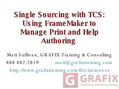 Workshop Single Sourcing With The Technical Communication Suite