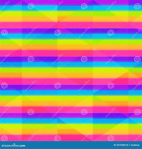 Rainbow Seamless Stripes With Triangle Effect Stock Vector