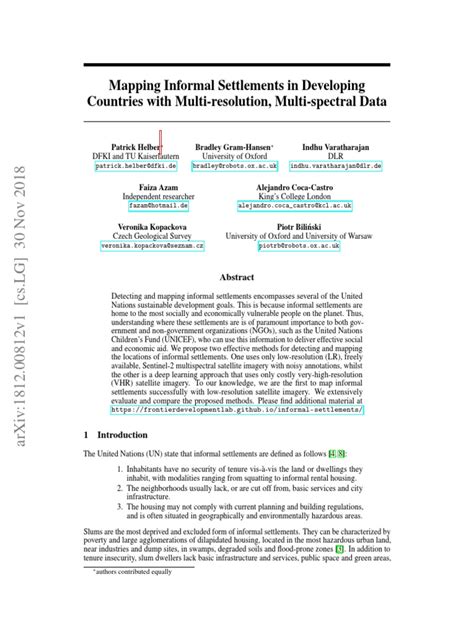 Mapping Informal Settlements In Developingcountries With Multi Resolution Multi Spectral Data Pdf