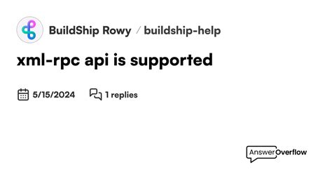 Xml Rpc Api Is Supported Buildship
