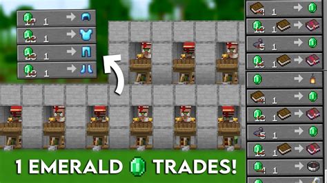 Easy Villager Trading Hall All Trades 1 Emerald Minecraft Java