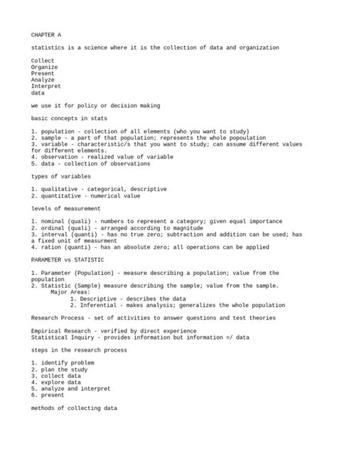 Stat 166 Reviewer Pdf Statistics Sampling Statistics