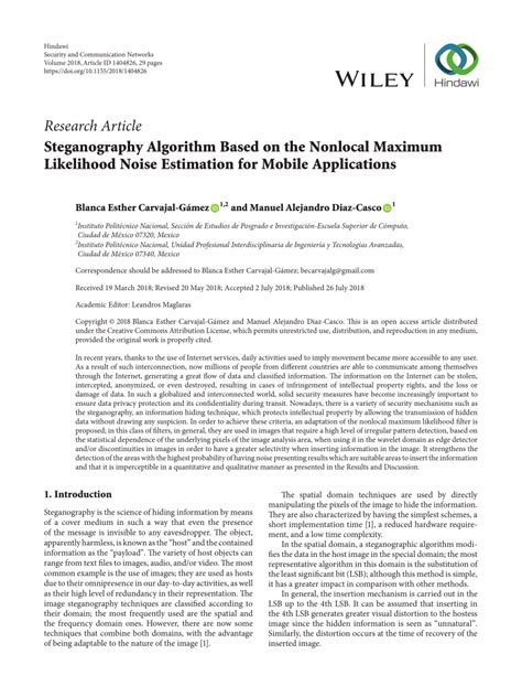 Pdf Steganography Algorithm Based On The Nonlocal Maximum Likelihood Noise Estimation For