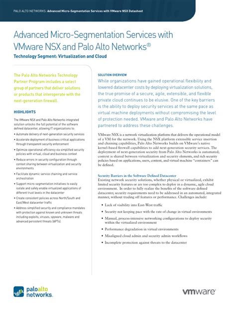 Advanced Micro Segmentation Services With Vmware Nsx And Palo Alto Networks Pdf