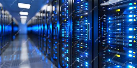 Premium Photo Rows Of Interconnected Cloud And Computing Servers Inside A Manufacturing