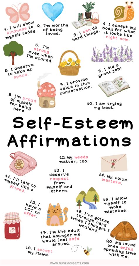 36 Helpful Positive Affirmations For Self Esteem Nunziadreams