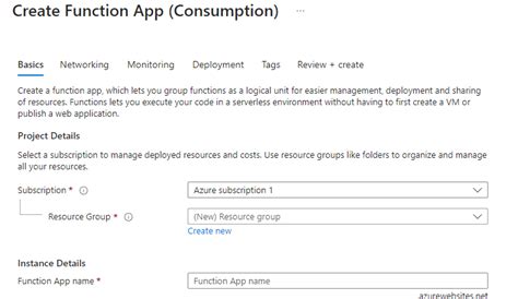 When I Try To Create A Function App The Hosting Tab Is Missing