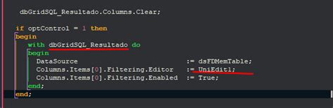 how to set filtering editor in unidbgrid dynamically [ solved