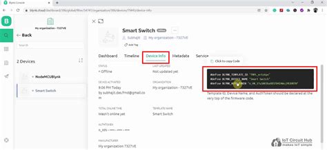 Add Device In Blynk Cloud Using Template Iotcircuithub