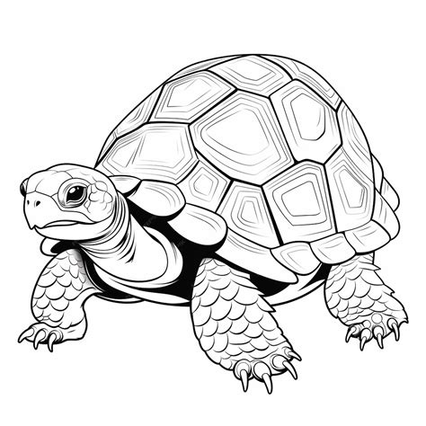 Premium Photo Radiated Tortoise Cute Drawing Hand Drawncute Coloring Book Kawaii Line Art
