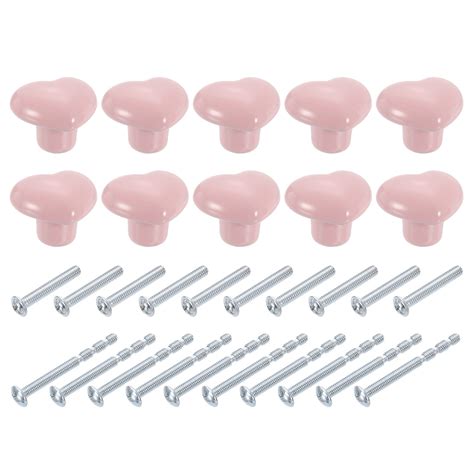 Uxcell Ceramic Cabinet Knobs 10 Pack Light Pink Heart Shaped Drawer