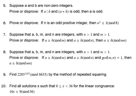 solved 5 suppose a and b are non zero integers prove or disprove if