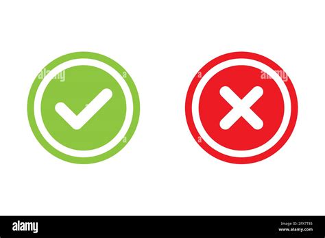 Tick And Cross Signs Green Checkmark Ok And Red X Icons Vector Circle