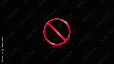 warning symbol not allowed 3d red circle animation effects on black background stock video
