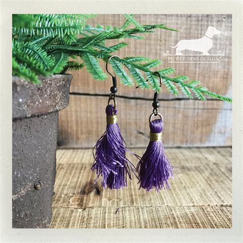 Purple Tassel Dangle Earrings