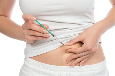 Abdomen Subcutaneous Insulin Syringe Pen Injection Vaccination Stock Image Image Of Pain Hand