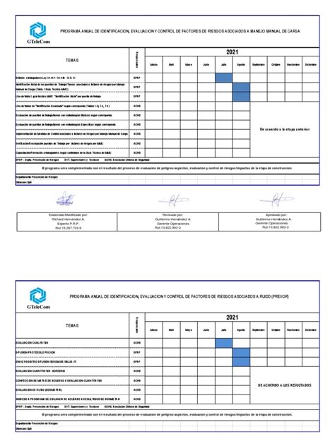 Carta Gantt De Implementacion Protocolos 2021 Pdf