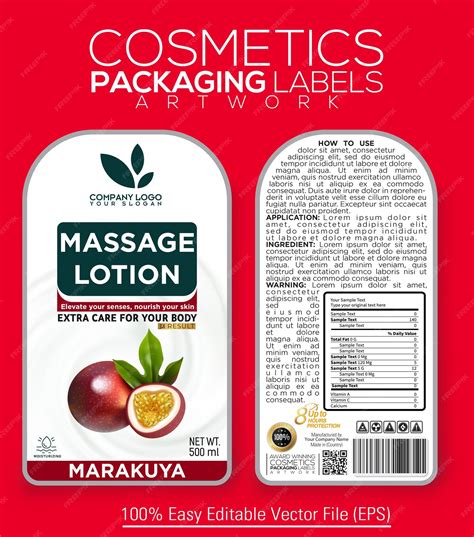Premium Vector Cosmetics Packaging Label Artwork For Massage Lotion With Essence Of Marakuya