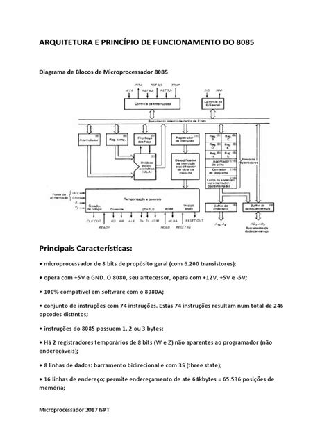 Arquitetura E Princípio De Funcionamento Do 8085 Pdf Tecnologia Digital Engenharia Da