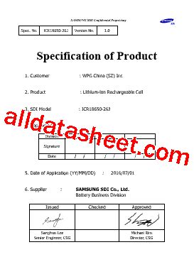 ICR18650 Datasheet(PDF) - Samsung semiconductor