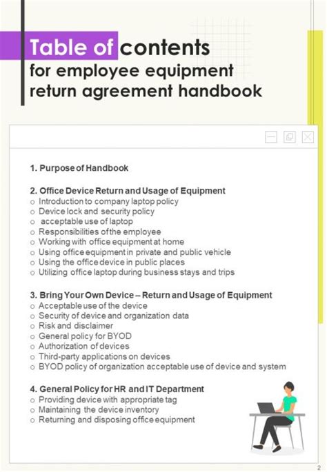 Employee Equipment Return Agreement Handbook Hb Ppt Sample