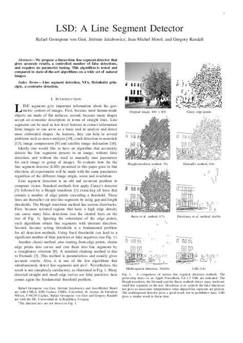 Pdf Lsd A Fast Line Segment Detector With A False Detection Control