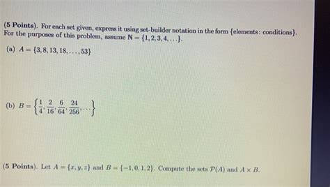 Solved Points For Each Set Given Express It Using Chegg Com