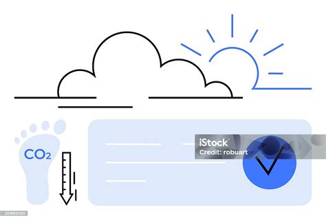 Carbon Footprint Reduction And Sustainability Certification Under Sunny Sky And Cloud Stock