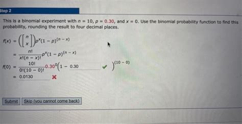 Solved This Is A Binomial Experiment With N10p030 And