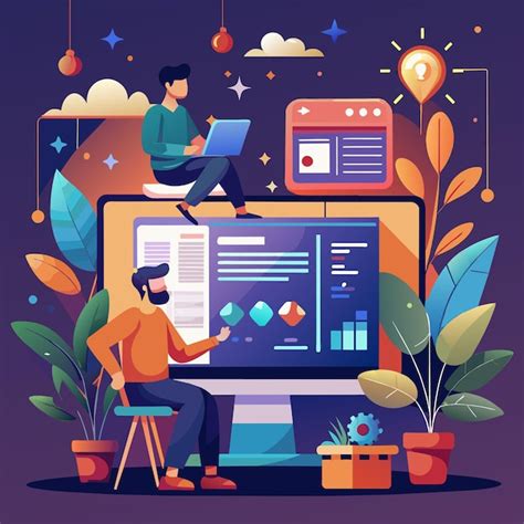 A Man Working On A Computer With A Picture Of A Man Working On It Premium Ai Generated Vector