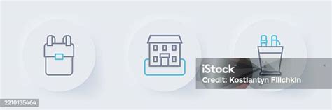 세트 라인 연필 케이스 문구류 학교 건물 및 배낭 아이콘 벡터 0명에 대한 스톡 벡터 아트 및 기타 이미지 0명 가방 건설 산업 Istock