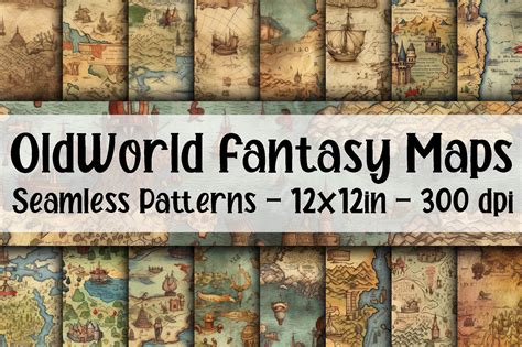 Old World Fantasy Maps Seamless Patterns Graphic By Oldmarketdesigns · Creative Fabrica