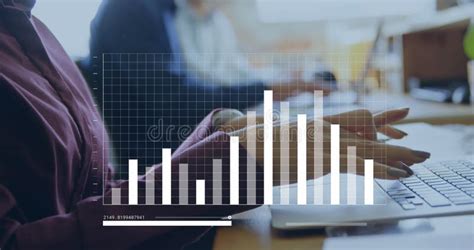 Image Of Data Processing Over Caucasian Businesswoman Using Laptop In