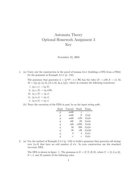 automata theory optional homework assignment 3 key