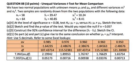 We Have Two Normal Populations With Unknown Means