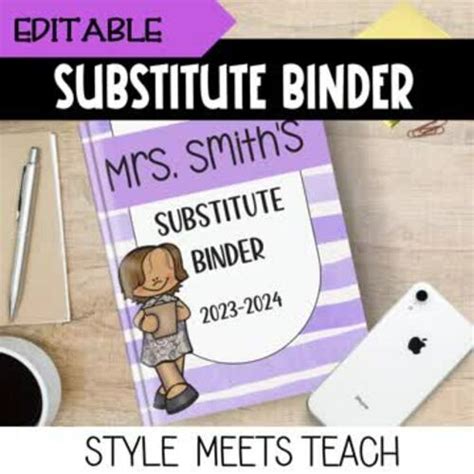 Substitute Binder Templates Substitute Planner Substitute Forms Editable